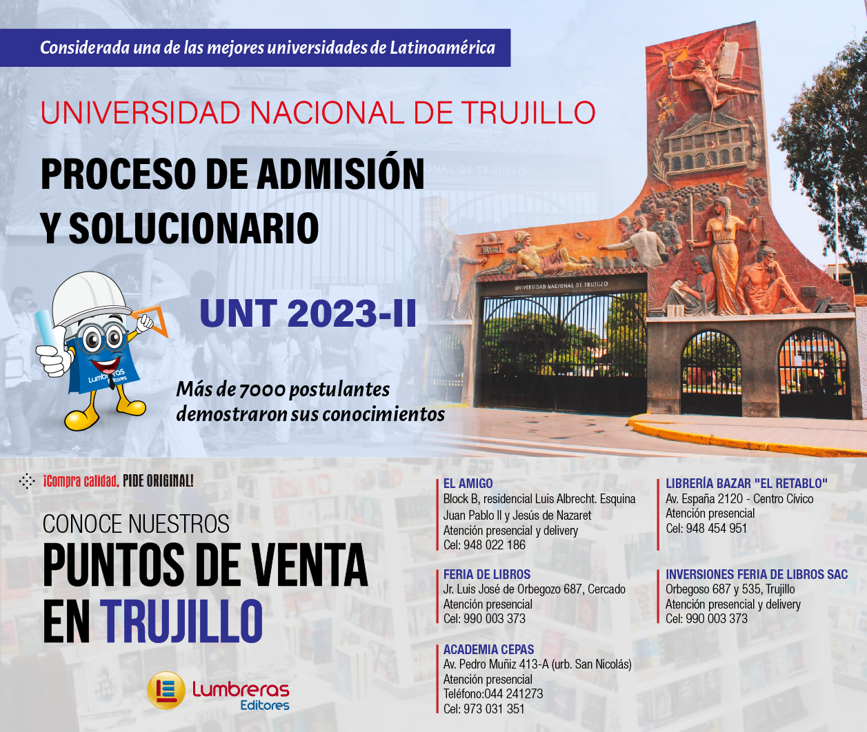 Proceso De AdmisiÓn Y Solucionario Unt 2023 Ii Lumbreras Editores